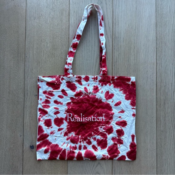 Bags | Ralisation Red White Canvas Tiedye Print Tote | Poshmark